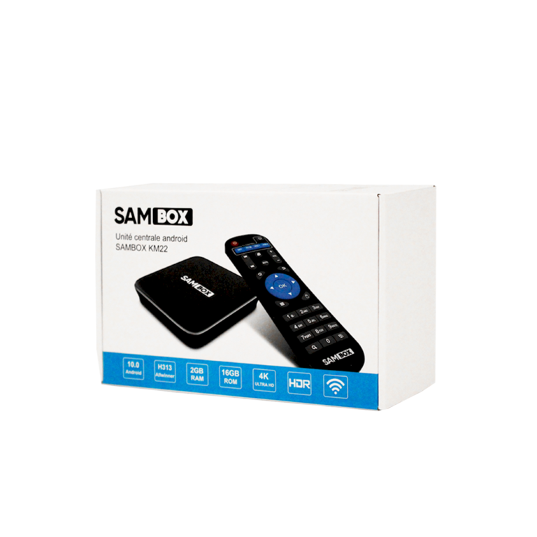 BOX ANDROID TV SAMBOX KM22 4K 2GO 16GO + ABONNEMENT IPTV 12 MOIS ALPHA ...
